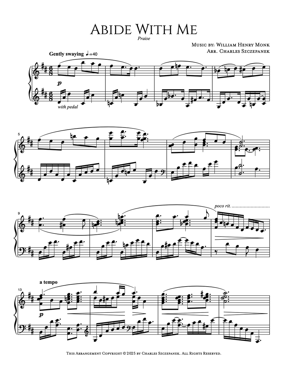 Abide With Me (Praise) - Sheet Music for Solo Piano – Charles Szczepanek